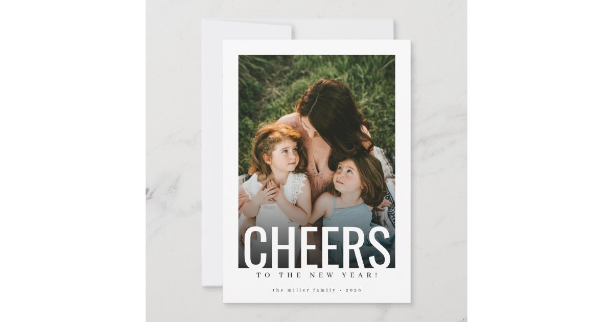 Bold Cheers New Year Photo Holiday Card | Zazzle
