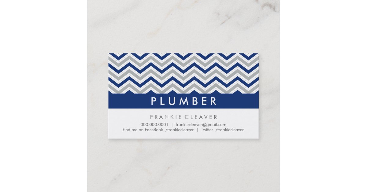 BOLD CHEVRON BUSINESS CARD :: modern navy blue | Zazzle