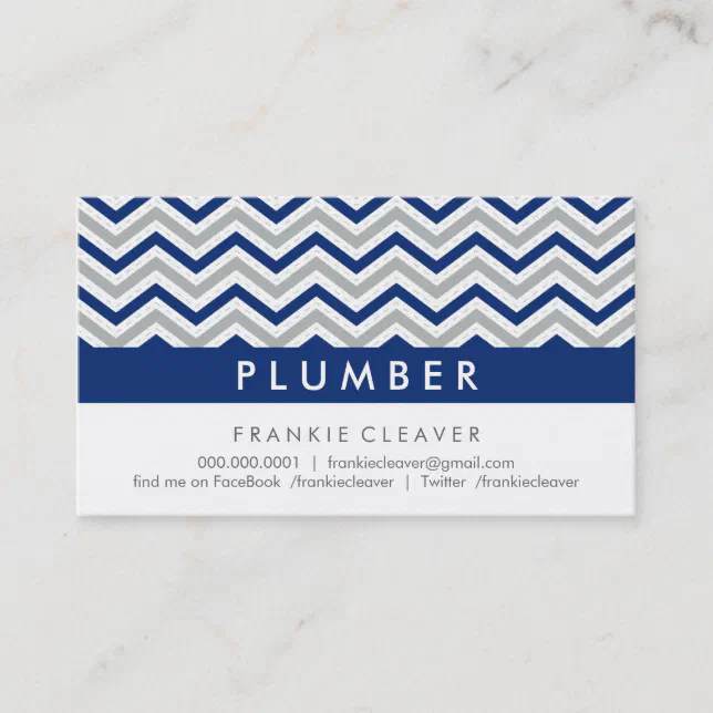 BOLD CHEVRON BUSINESS CARD :: modern navy blue | Zazzle