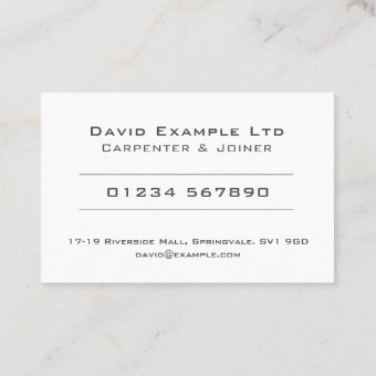 Bold & Clear Carpenter & Joiner Design Business Card | Zazzle
