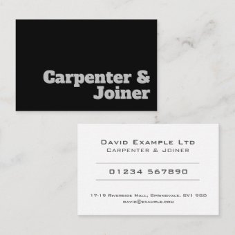 Bold & Clear Carpenter & Joiner Design Business Card | Zazzle