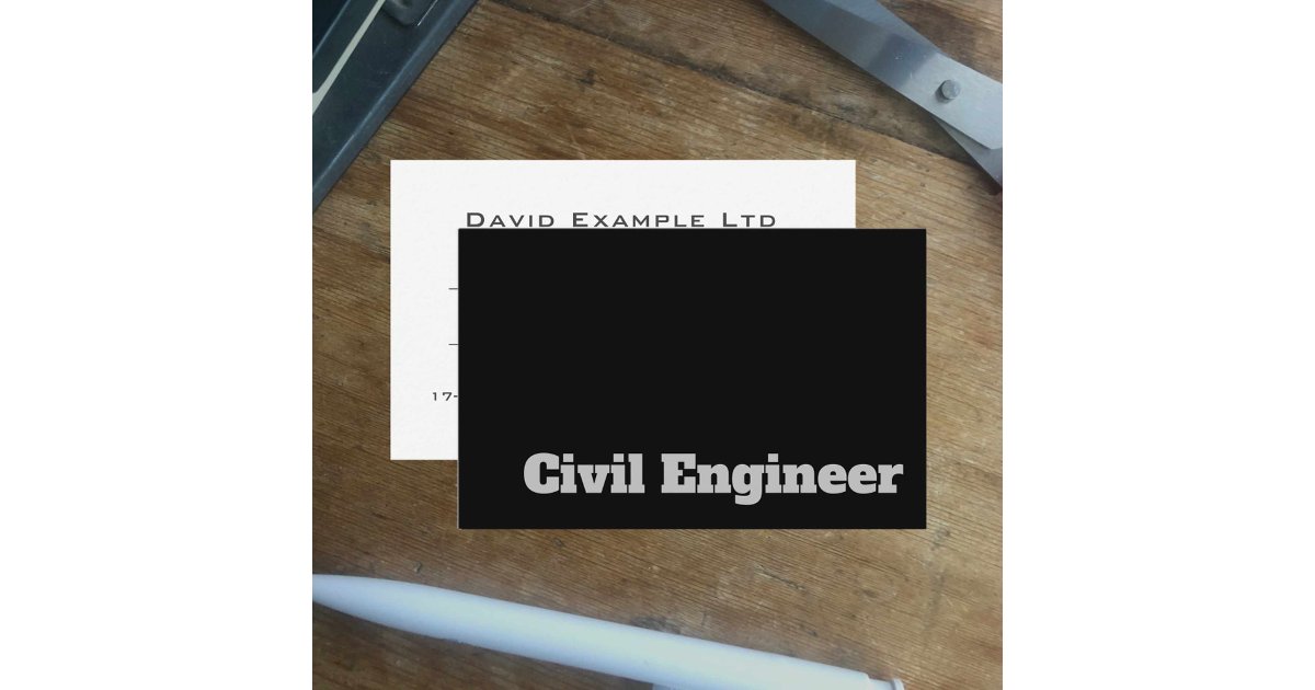 Bold & Clear Civil Engineer Design Business Card | Zazzle