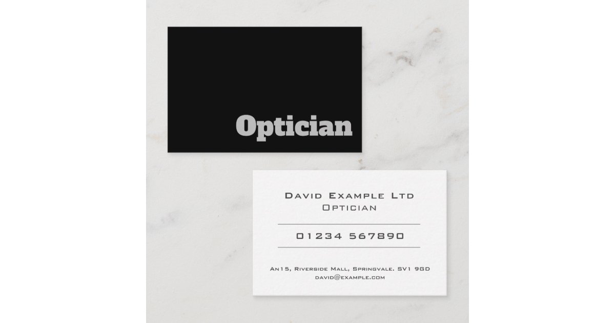 Bold & Clear Optician & Optometrist Design Business Card | Zazzle