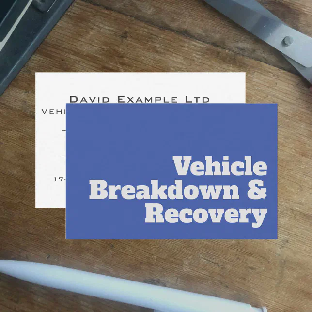Bold & Clear Vehicle Breakdown & Recovery Design Business Card | Zazzle