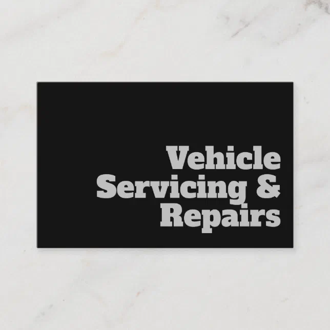 Bold & Clear Vehicle Servicing & Repairs Design Business Card | Zazzle