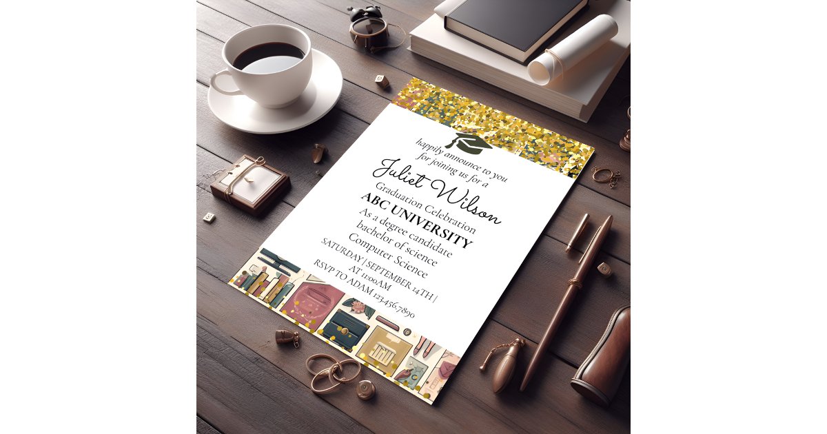 Bold college elegant graduation commencement invitation | Zazzle