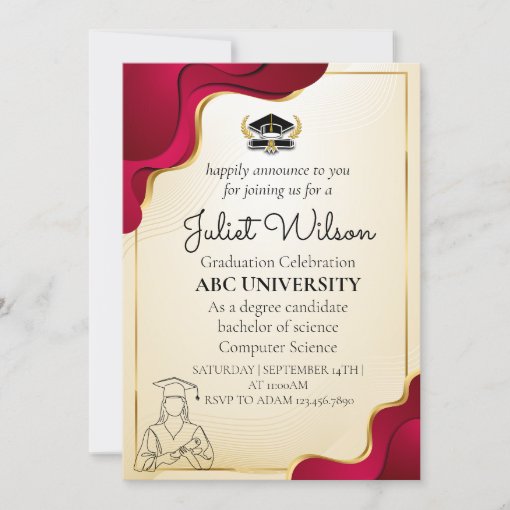 Bold college graduation stylish commencement invitation | Zazzle
