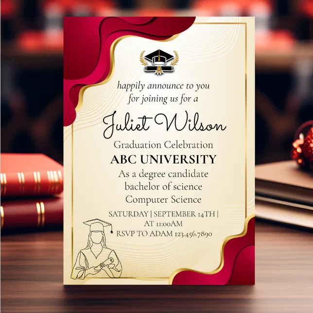 Bold college graduation stylish commencement invitation | Zazzle