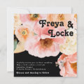 Bold Colorful Floral | Black Square Wedding Invitation | Zazzle