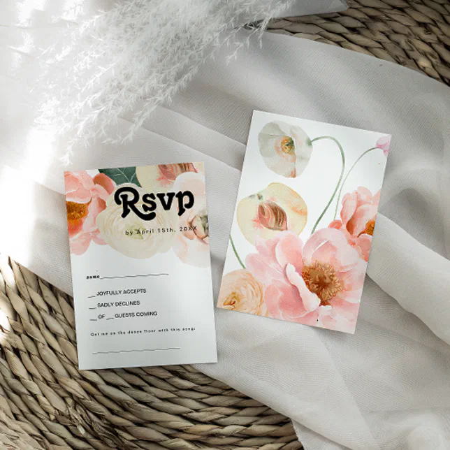 Bold Colorful Floral | Song Request RSVP Card | Zazzle