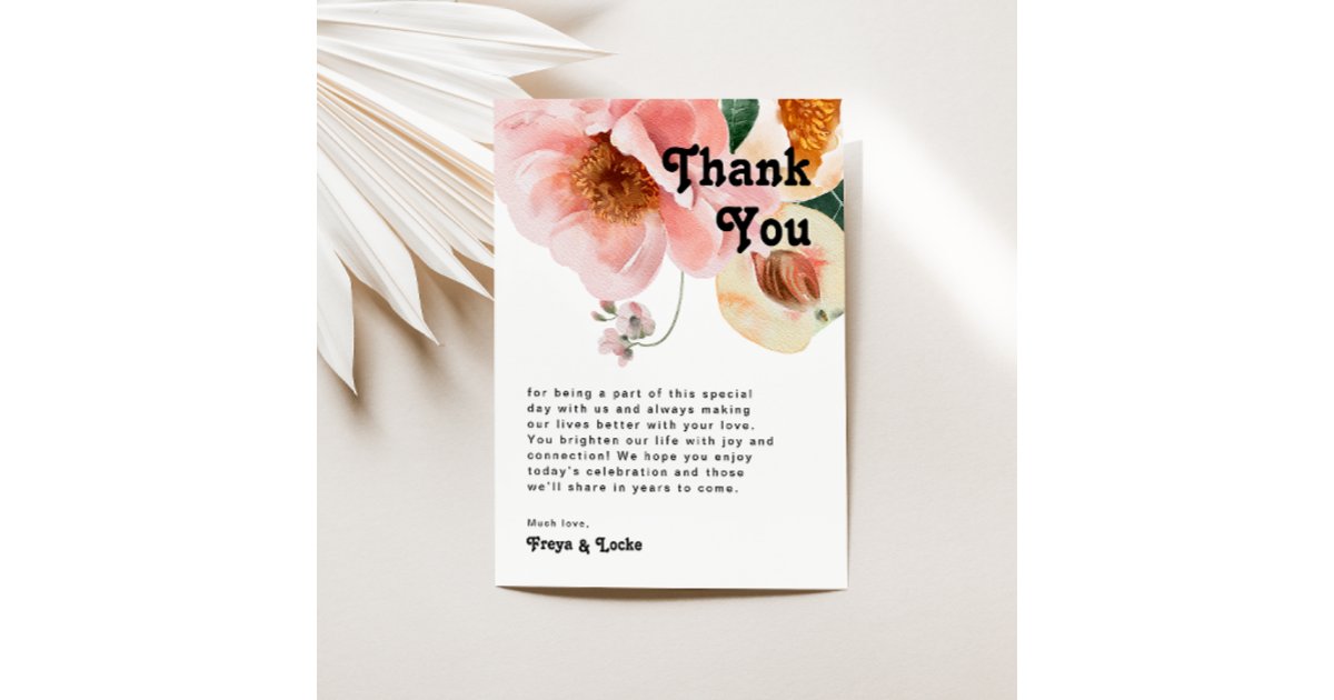Bold Colorful Floral | Table Thank You Card | Zazzle