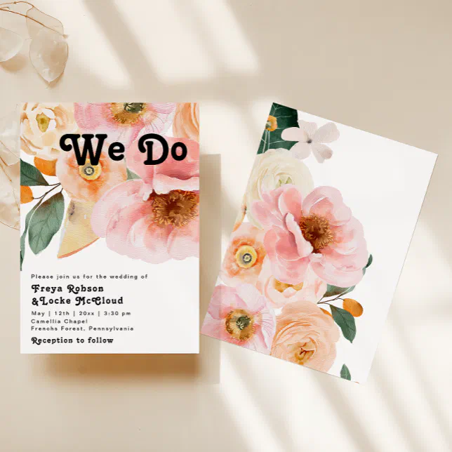 Bold Colorful Floral | We Do Wedding Invitation | Zazzle