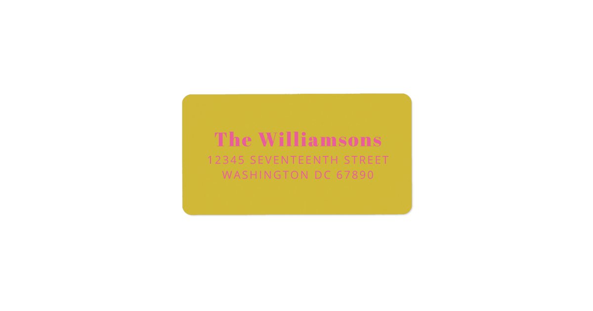 Bold Colorful Hot Pink Yellow Return Address Label | Zazzle