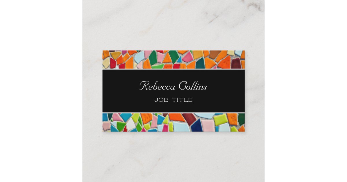 Bold Colorful Mosaic Tiles Business Card | Zazzle