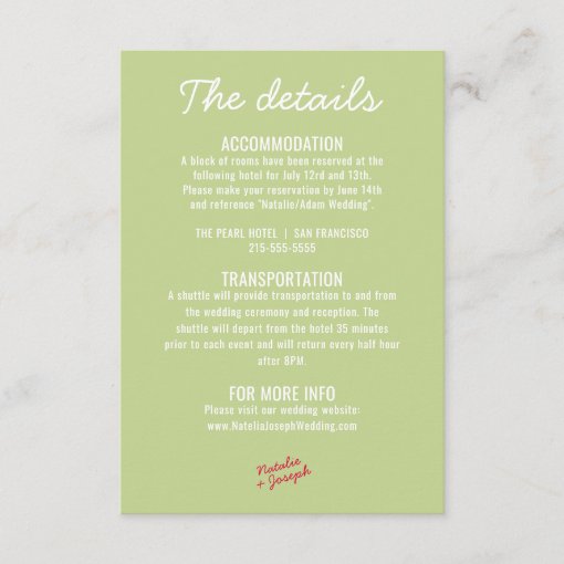Bold colorful Retro Funky Modern Wedding Details Enclosure Card | Zazzle