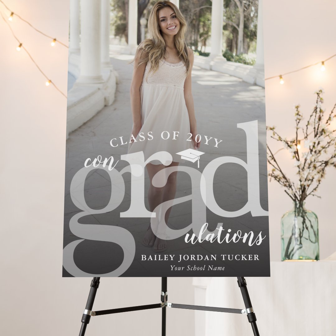 Bold ConGRADulations Photo Graduation Party Sign | Zazzle