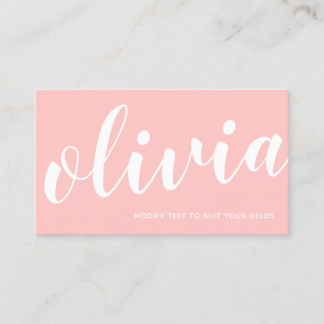 BOld Coral Pink Handwritten Script Calligraphy Business Card | Zazzle