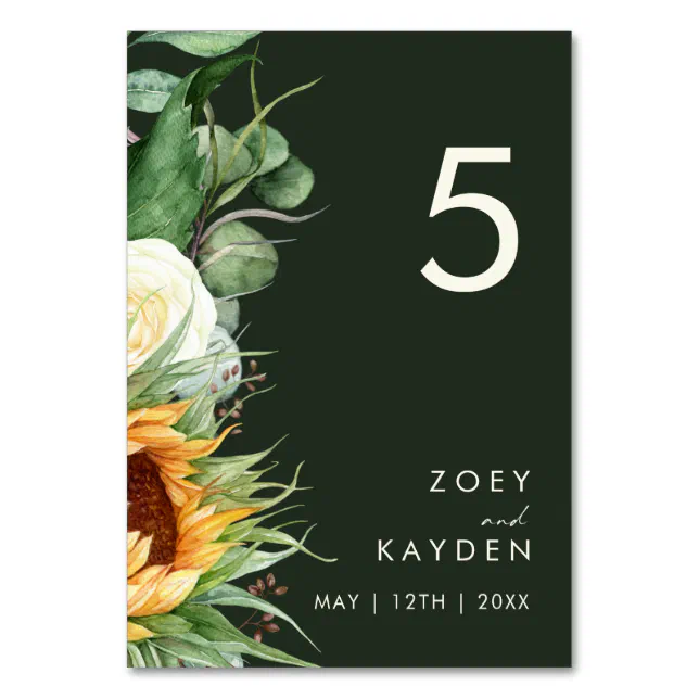 Bold Country Sunflower | Dark Yellow Table Number | Zazzle