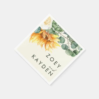 Bold Country Sunflower | Light Yellow Wedding Napk Napkins | Zazzle