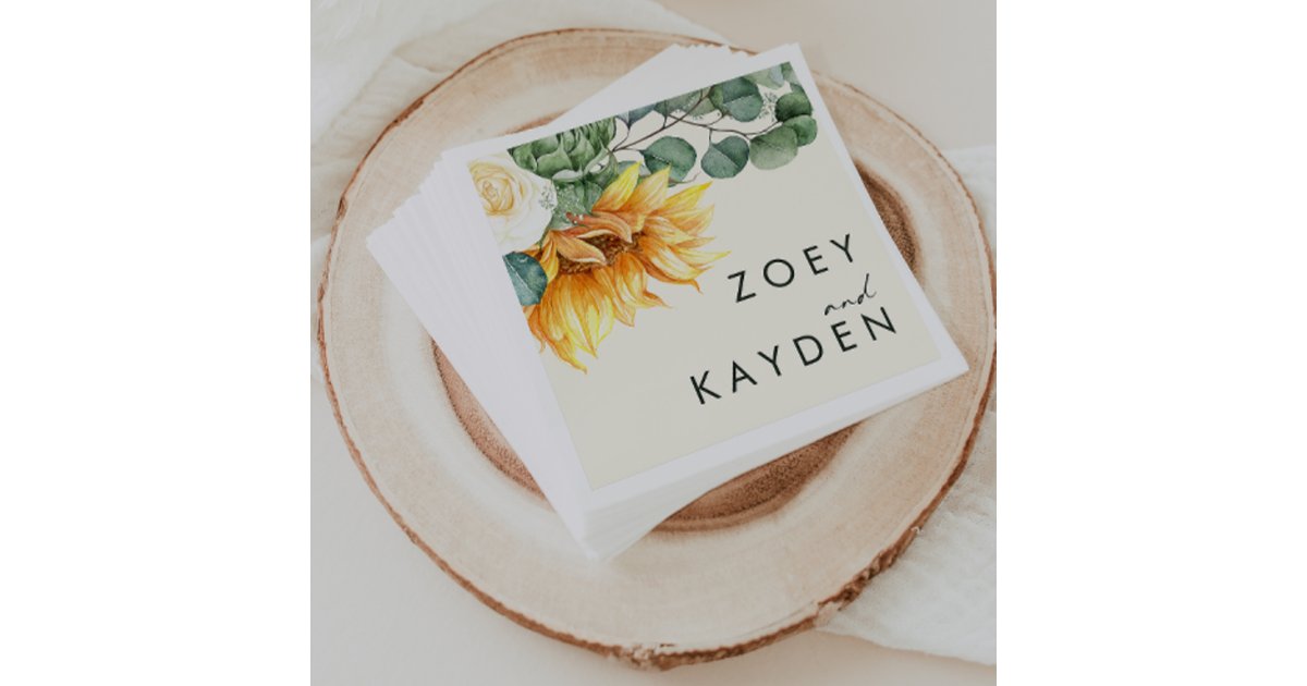 Bold Country Sunflower | Light Yellow Wedding Napk Napkins | Zazzle