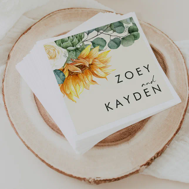 Bold Country Sunflower | Light Yellow Wedding Napk Napkins | Zazzle