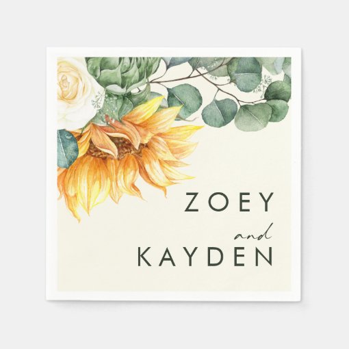 Bold Country Sunflower | Light Yellow Wedding Napk Napkins | Zazzle