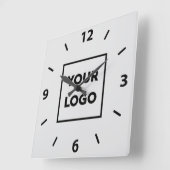 Bold Custom Business Logo on Grey Square Wall Clock | Zazzle
