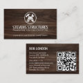 Bold Dark Wood Construction QR Code Contractor Business Card | Zazzle