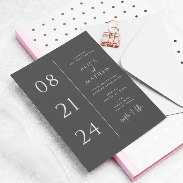 bold date minimalist modern wedding invitation | Zazzle