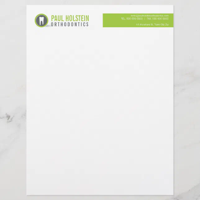 BOLD DENTIST LETTERHEAD :: modern tooth logo lime | Zazzle