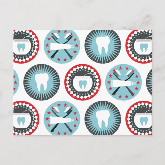 Bold Dentistry Pattern - Dentist Dental Hygienist Postcard | Zazzle