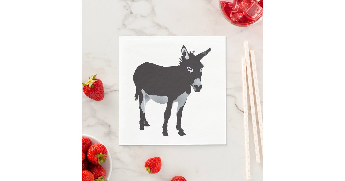 Bold Donkey Silhouette Farm Animal Napkins | Zazzle