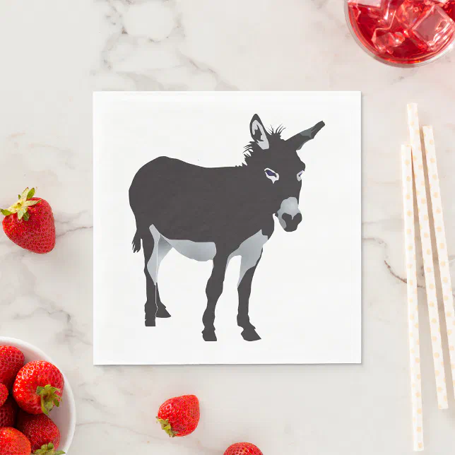 Bold Donkey Silhouette Farm Animal Napkins | Zazzle