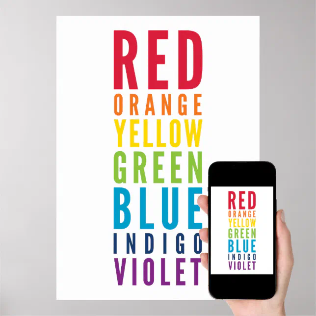 BOLD EDUCATIONAL CLASSROOM rainbow color art chart | Zazzle