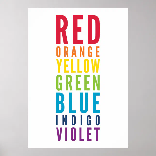 BOLD EDUCATIONAL CLASSROOM rainbow color art chart | Zazzle