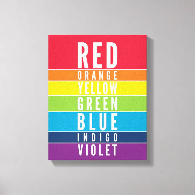 BOLD EDUCATIONAL CLASSROOM rainbow color art chart Canvas Print | Zazzle