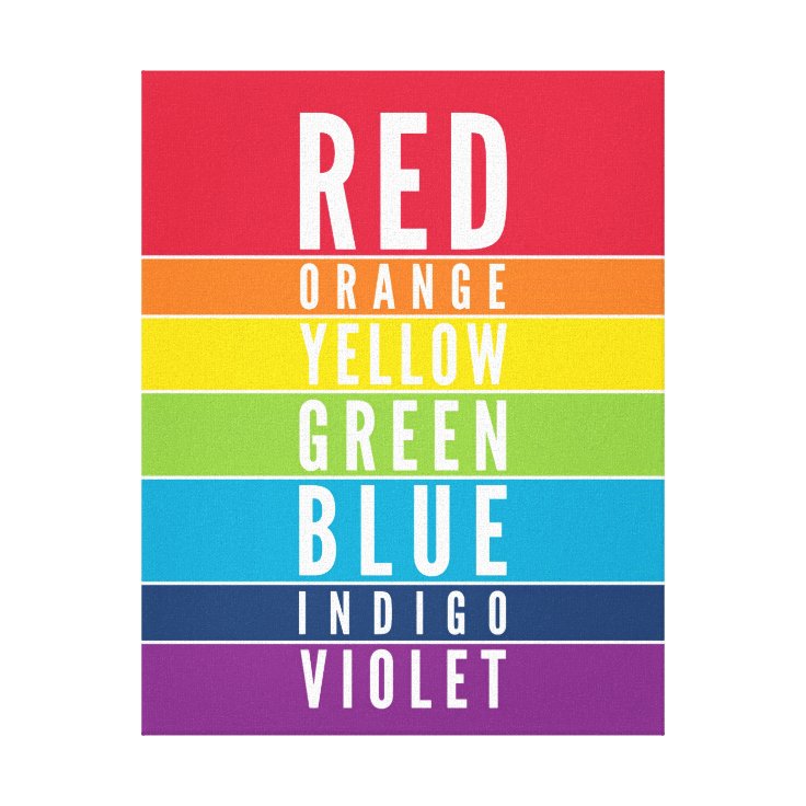 BOLD EDUCATIONAL CLASSROOM rainbow color art chart Canvas Print | Zazzle