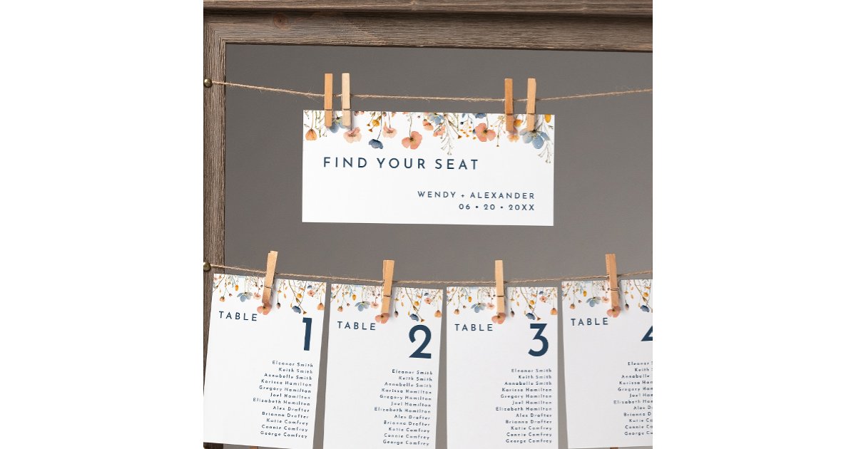 Bold Elegant Floral Hanging Seating Chart Header | Zazzle