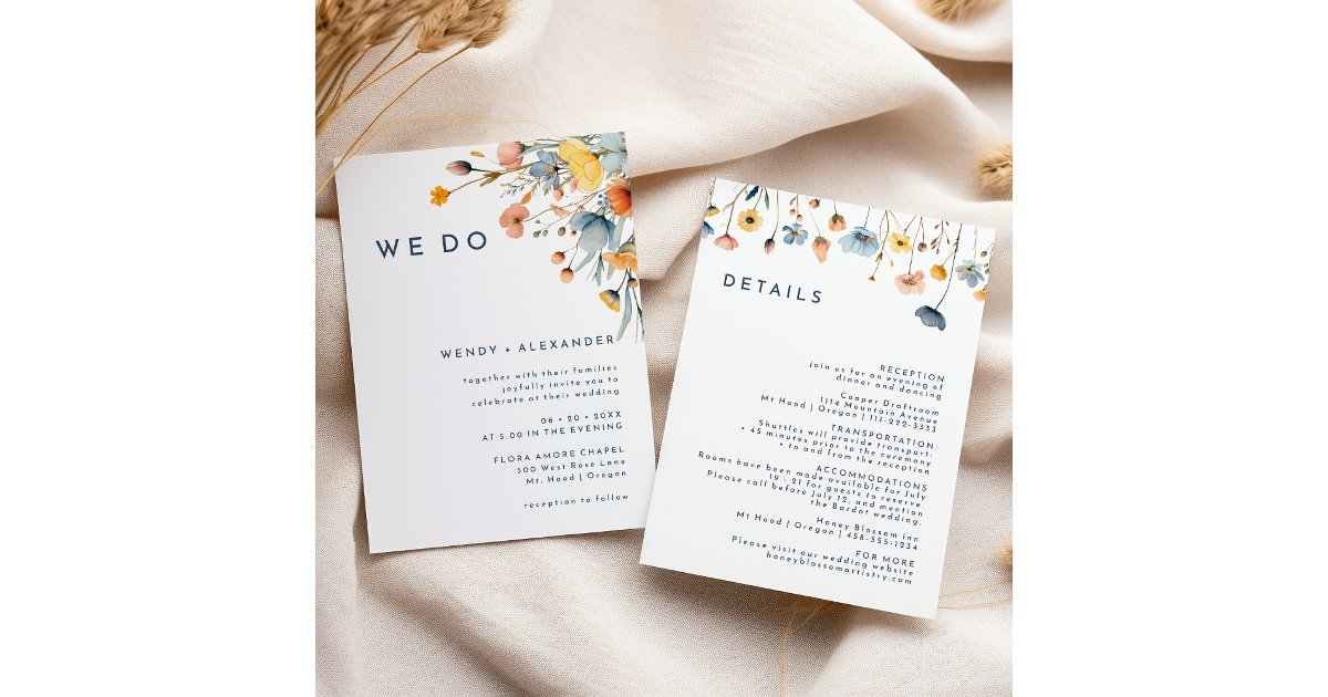 Bold Elegant Floral We Do Wedding Details and Invitation | Zazzle