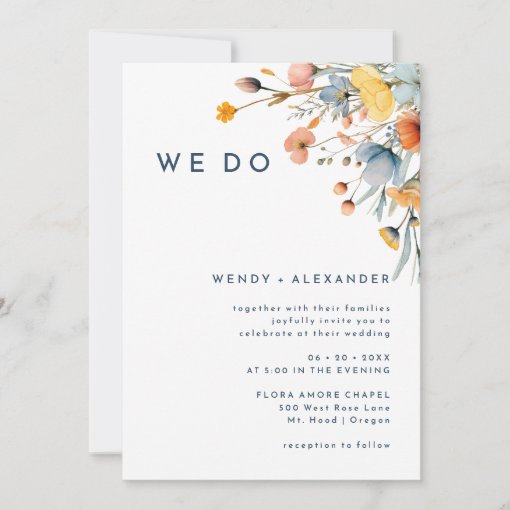 Bold Elegant Floral We Do Wedding Invitation | Zazzle