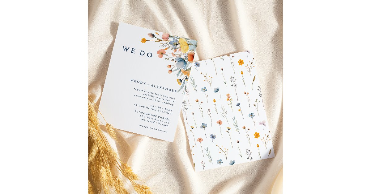 Bold Elegant Floral We Do Wedding Invitation | Zazzle