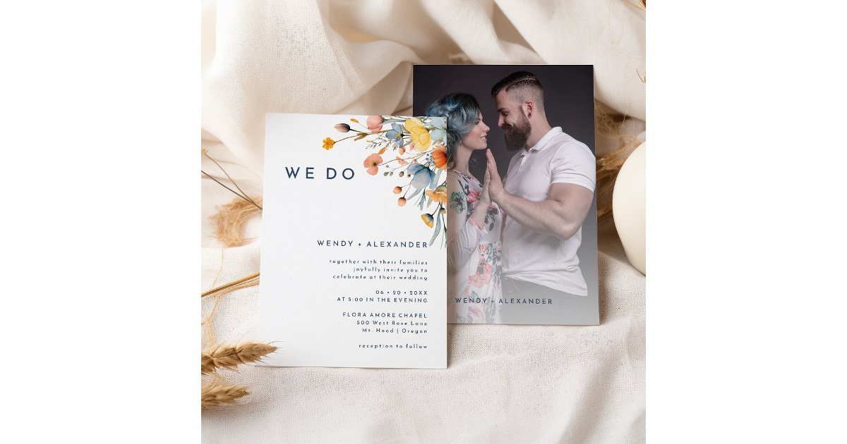 Bold Elegant Floral We Do Wedding Photo Invitation | Zazzle