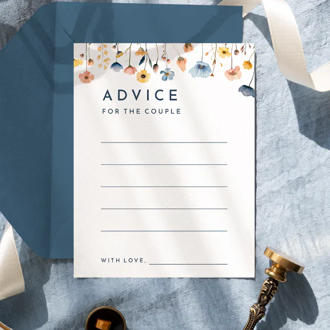 Bold Elegant Floral Wedding Advice Card | Zazzle