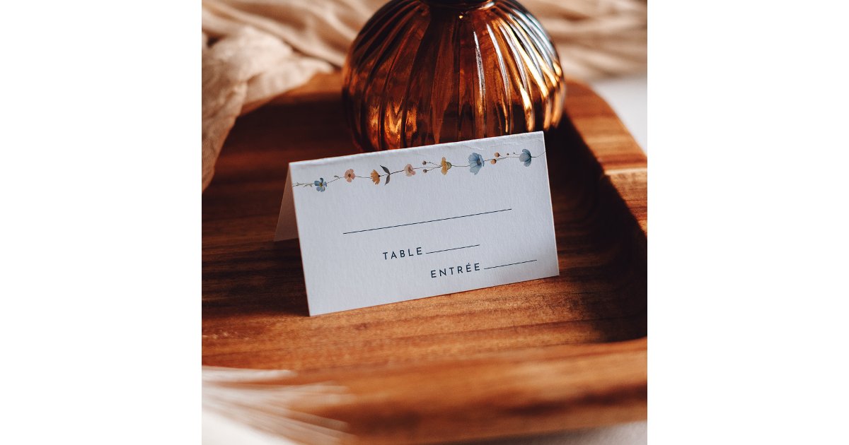Bold Elegant Floral Wedding Entree Choice Folded Place Card | Zazzle