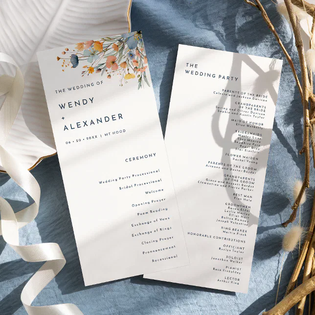 Bold Elegant Floral Wedding Flat Program | Zazzle
