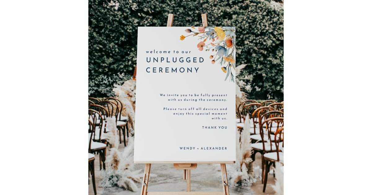 Bold Elegant Floral Wedding Unplugged Ceremony Foam Board | Zazzle
