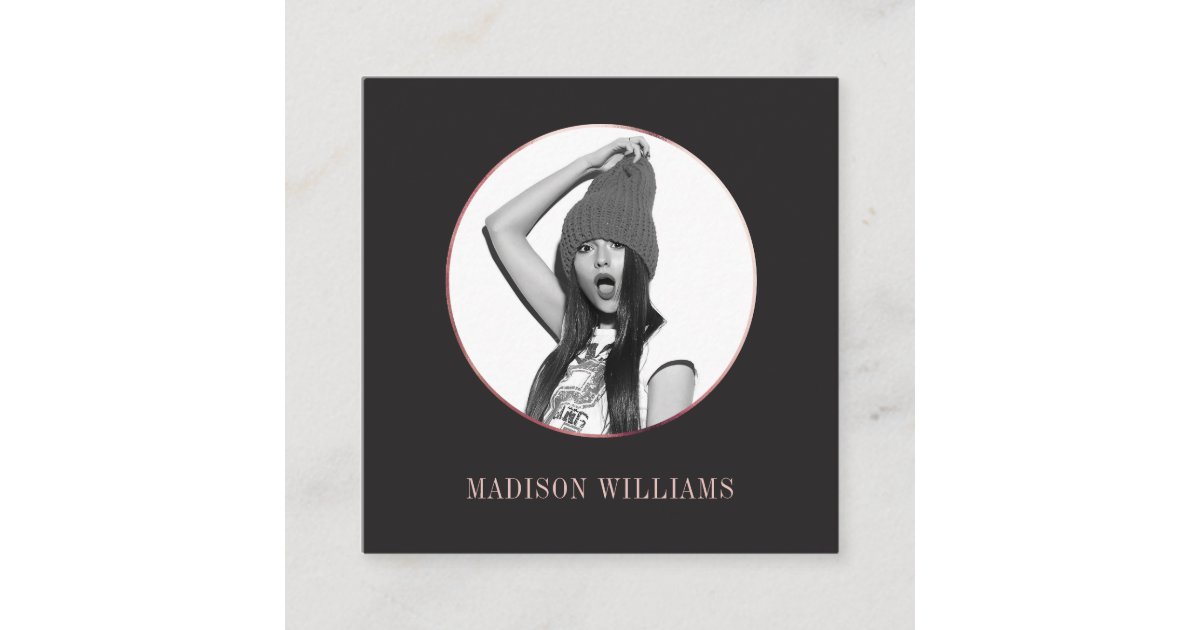 Bold Elegant Rose Gold Photo Unique Social Media Calling Card | Zazzle