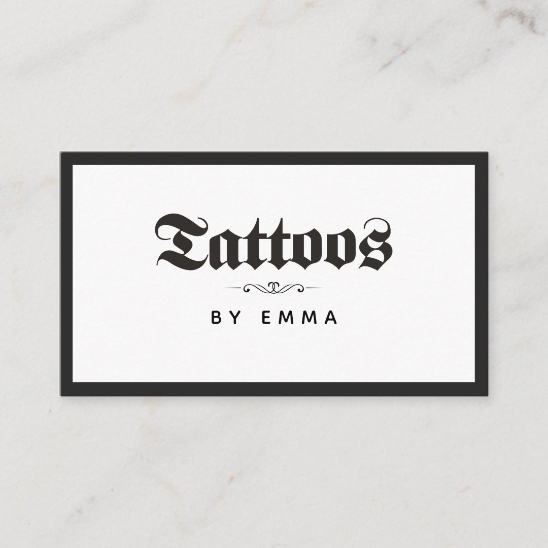 Bold Elegant Tattoo Artist Shop Salon Social Media Business Card | Zazzle
