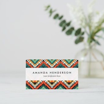 Bold Ethnic Native Tribal Pattern Business Card | Zazzle
