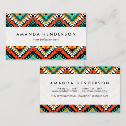 Bold Ethnic Native Tribal Pattern Business Card | Zazzle